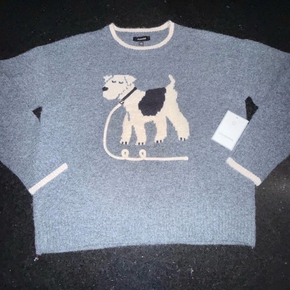 Calligraphie | Sweaters | New Anthropologie Calligraphie Dog 3d Silver ...